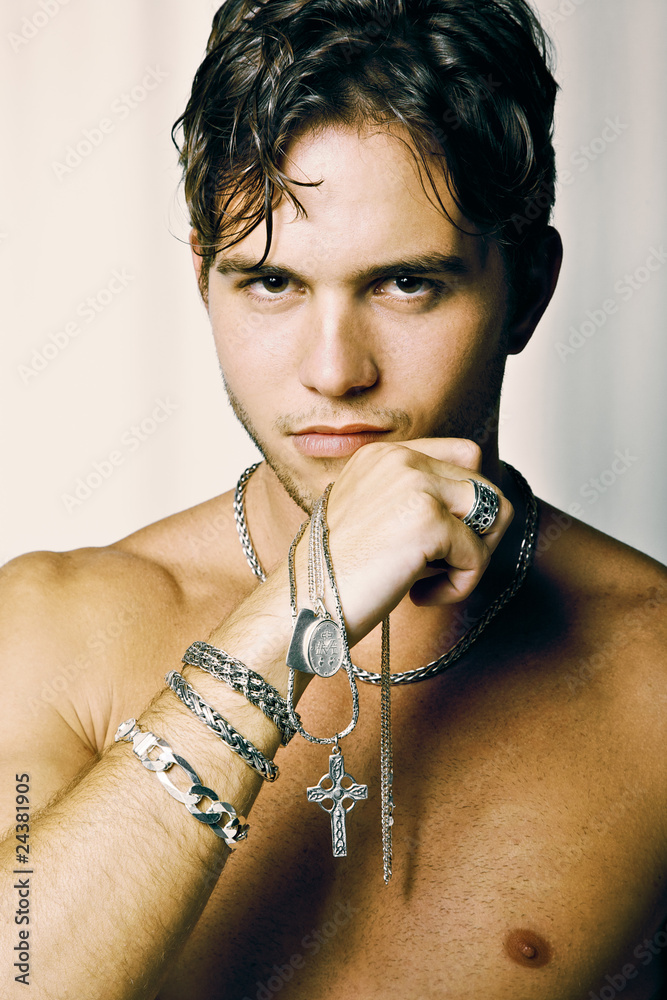 male jewelry silver model Stock Photo | Adobe Stock