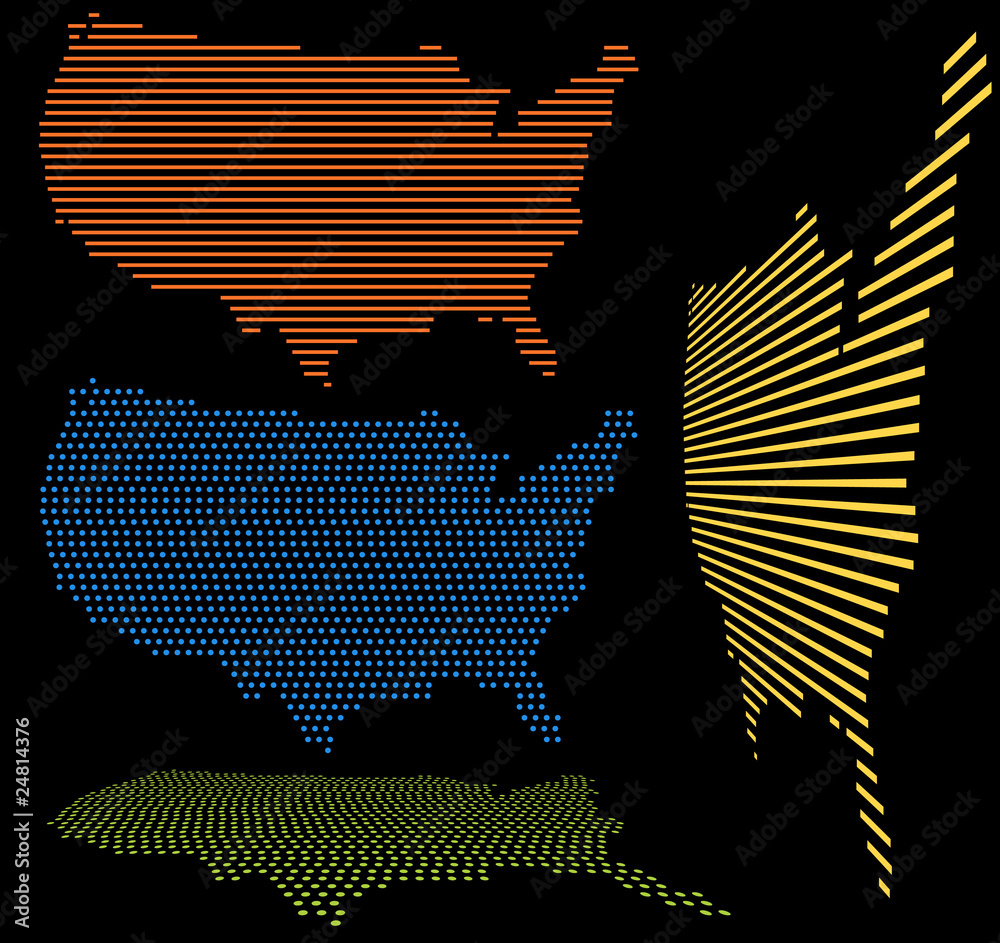 United States Map Set Stock Vector | Adobe Stock