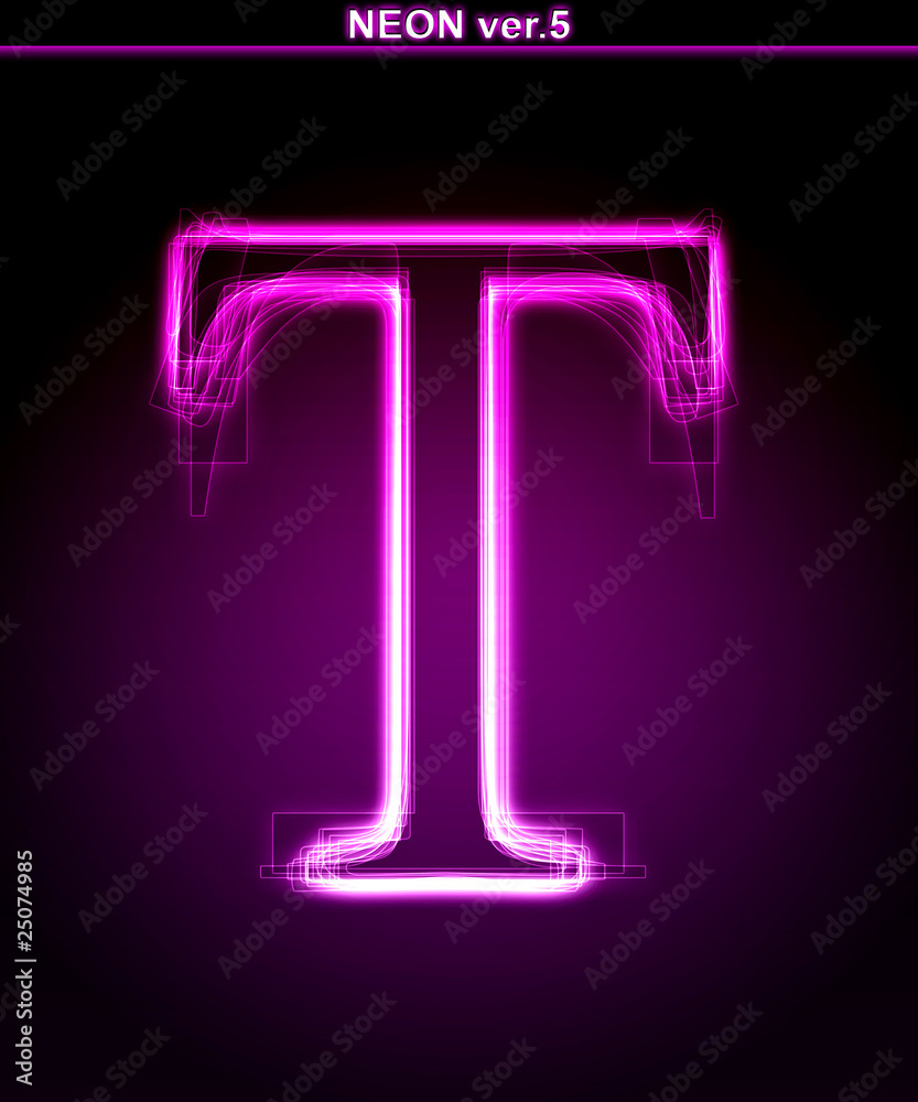 Glowing font. Shiny letter T. Stock Illustration | Adobe Stock