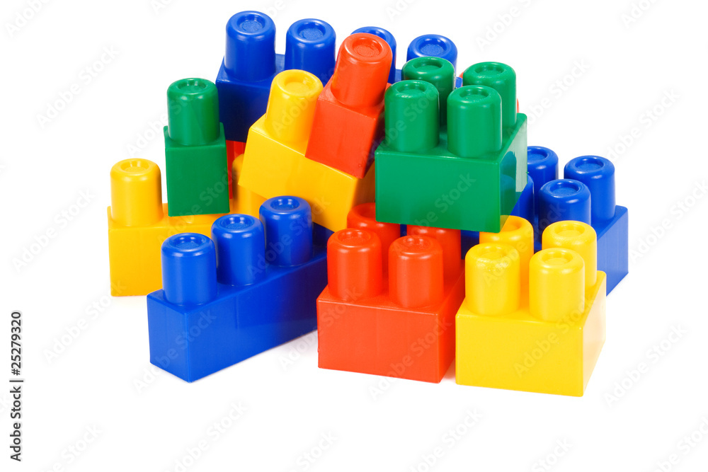 plastic bricks on white Stock Photo | Adobe Stock