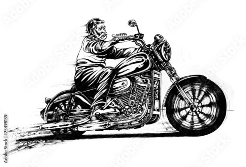 Man riding a motorcycle Stock Illustration | Adobe Stock
