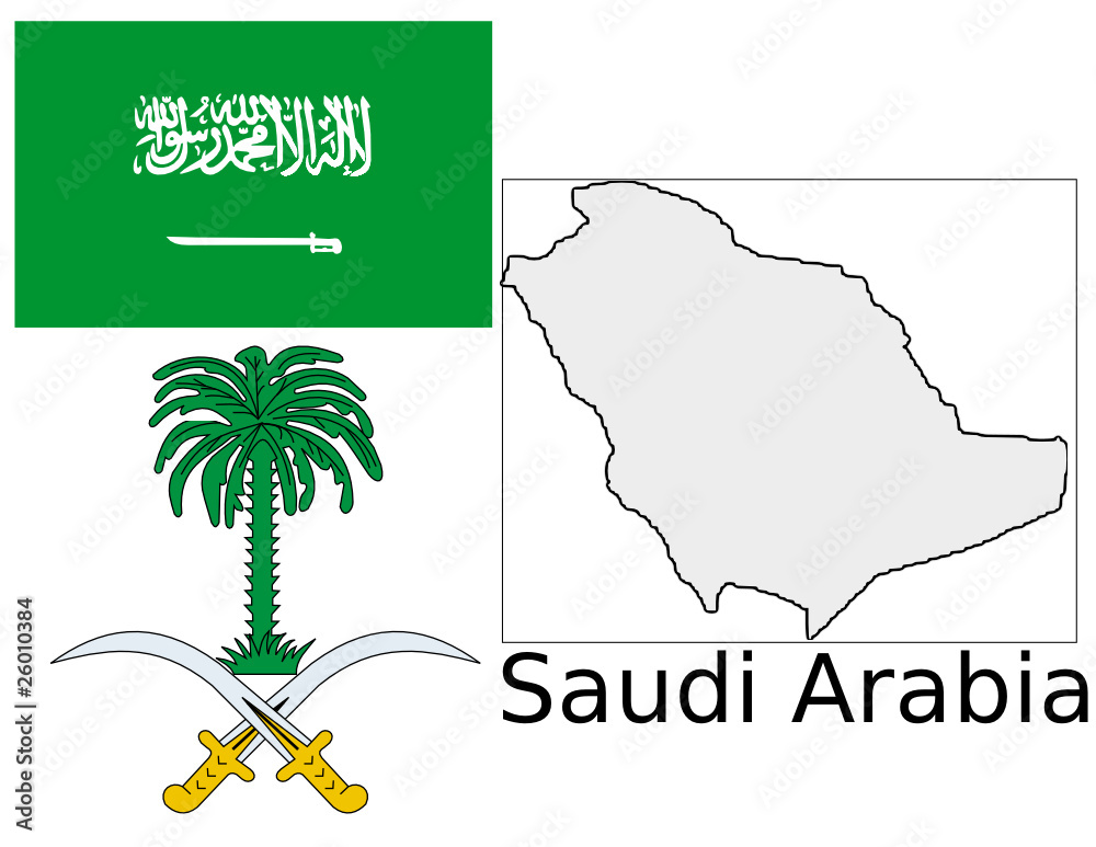 Saudi Arabia flag national emblem map Stock Vector | Adobe Stock