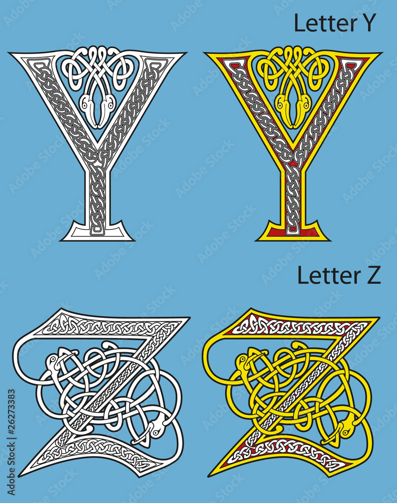 Ancient Celtic alphabet (26 letters) Stock Vector | Adobe Stock