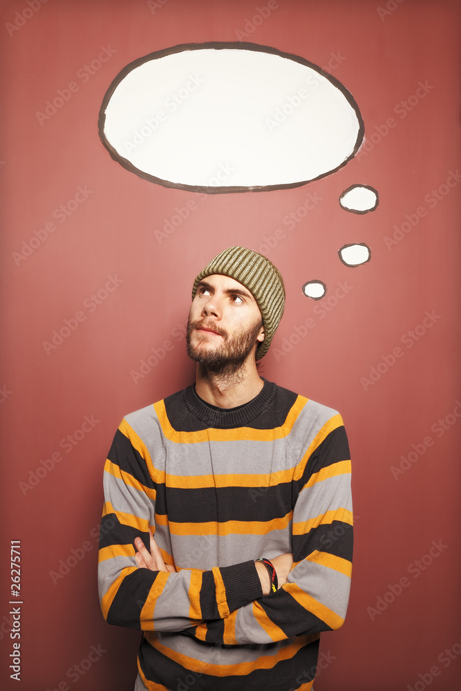 Thought bubble man - thinking Stock Photo | Adobe Stock