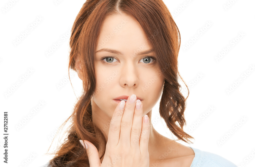 hand over mouth Stock Photo | Adobe Stock