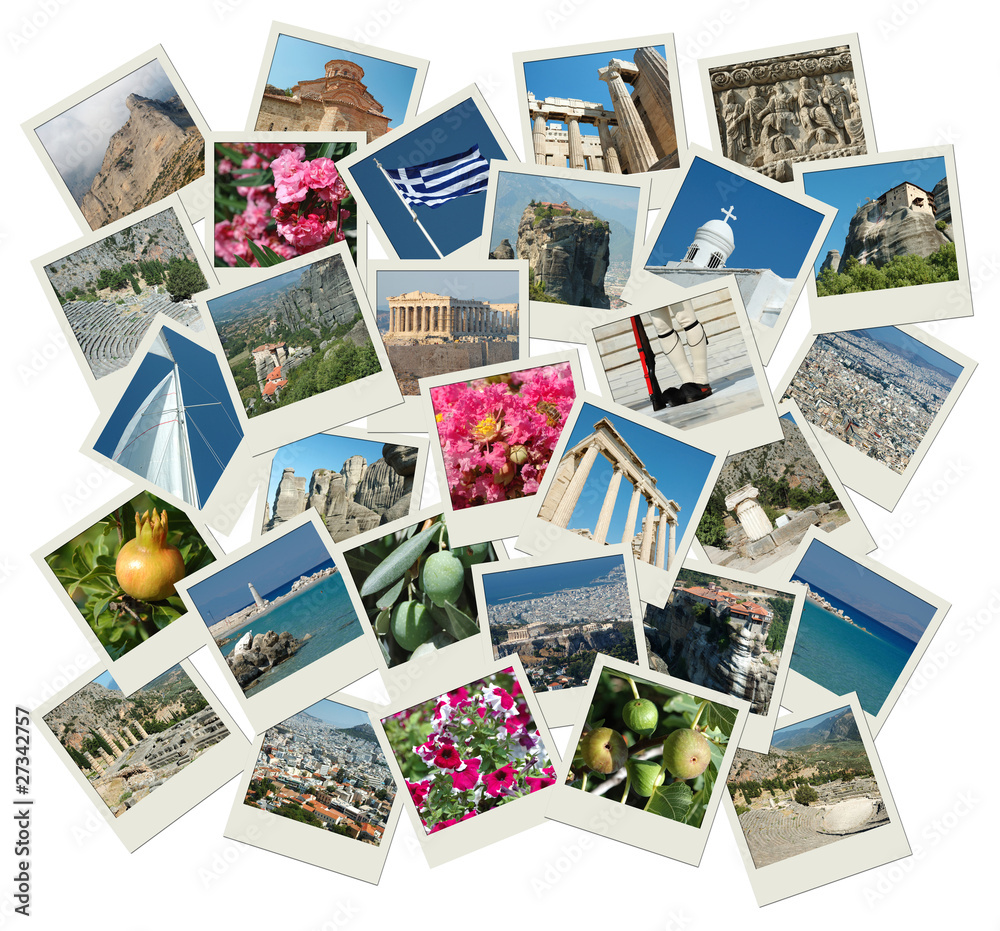 Go Greece - background with travel photos of famous landmarks Stock ...