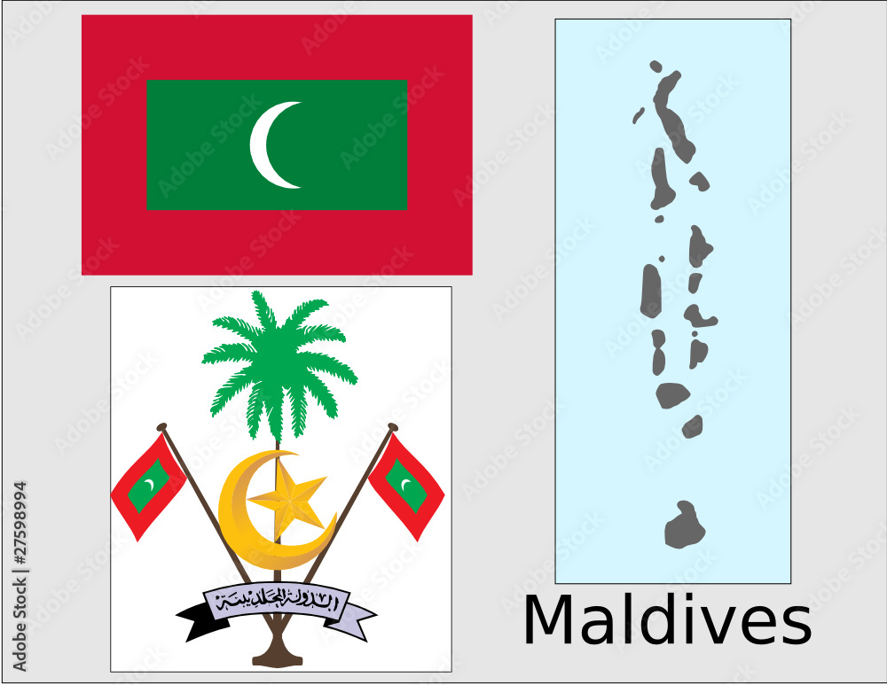 Maldives flag national emblem map Stock Vector | Adobe Stock