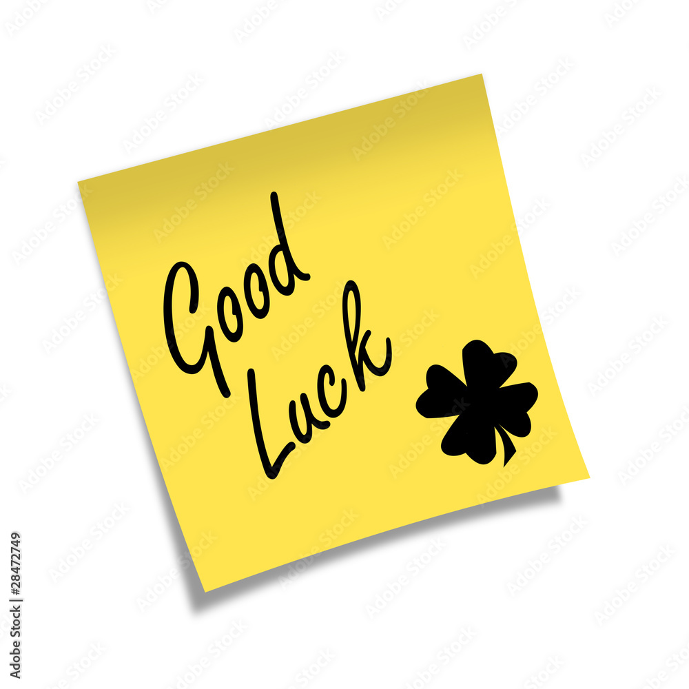 Post-it GOOD LUCK Stock Illustration | Adobe Stock