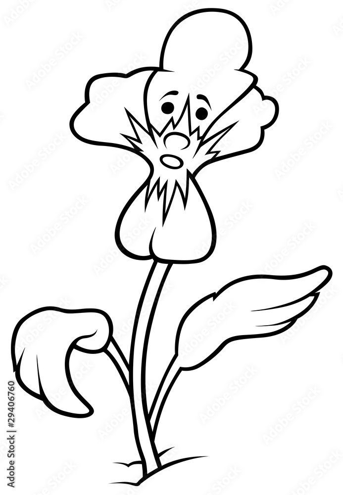 Violet Flower - Black and White Cartoon illustration Stock Illustration ...