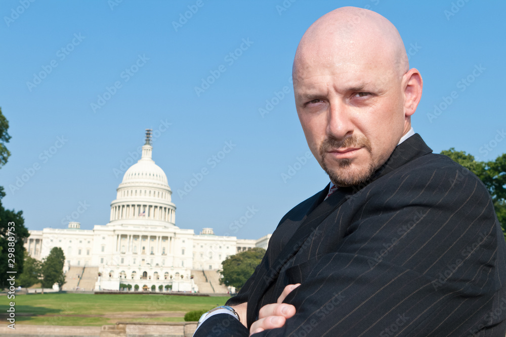 Powerful Caucasian Man Suit Arms Crossed US Stock Photo | Adobe Stock