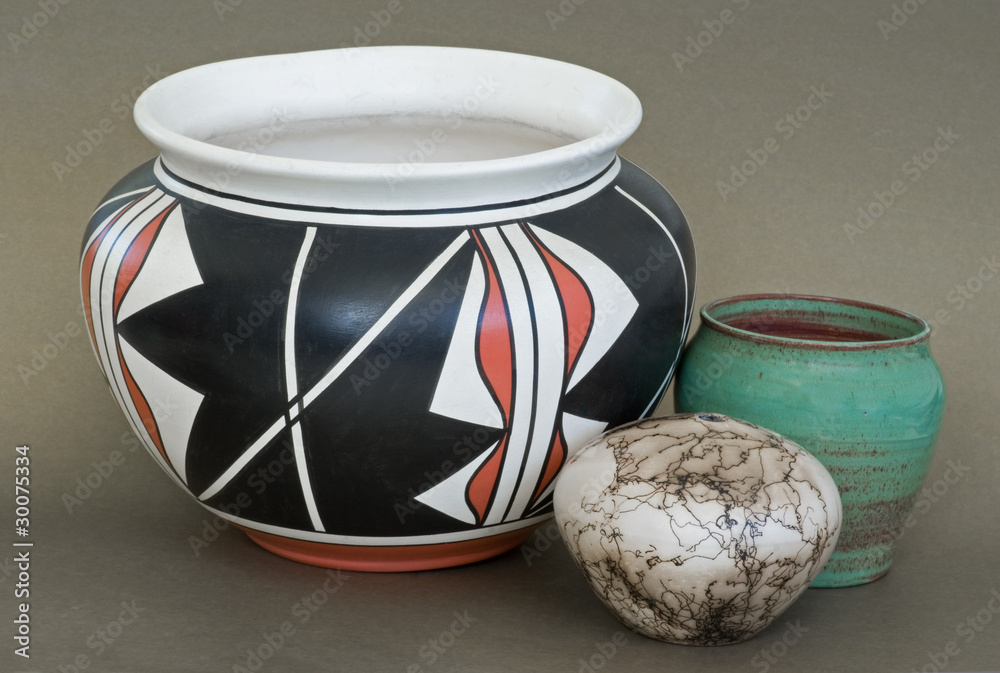3 examples of Native American Indian pottery 1938 to present Stock ...