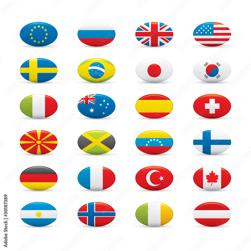 World Flags Icon Set on White background Stock Vector | Adobe Stock