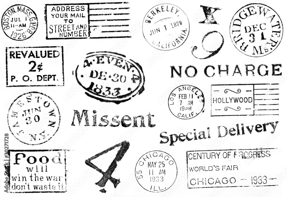 Variety of vintage postal marks Stock Photo | Adobe Stock