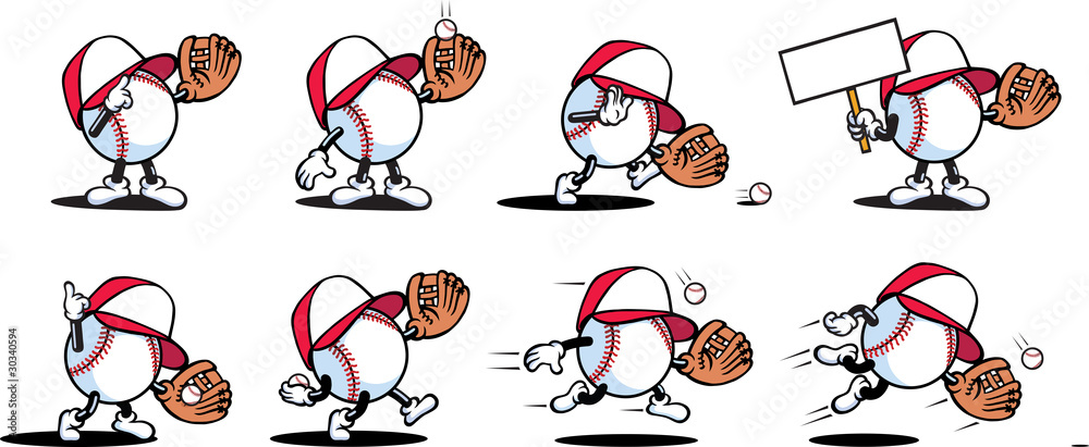 Baseball Characters Stock Vector | Adobe Stock