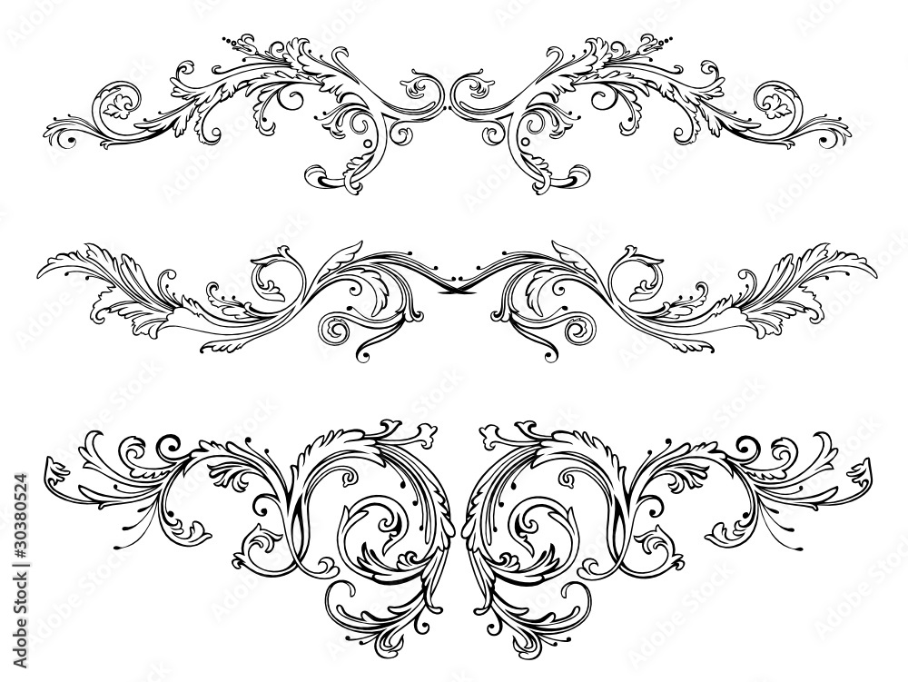 Vetor Ranken, Blätter, Laub, Ornamente, vector, filigran, flora do ...