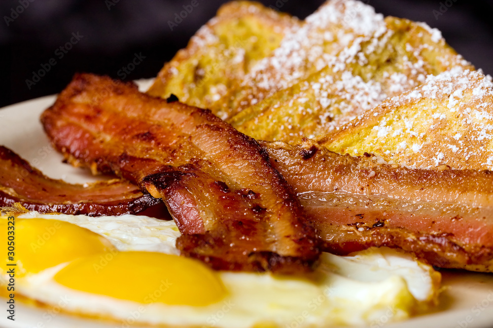 French Toast, Bacon and Eggs for Breakfast Stock Photo | Adobe Stock