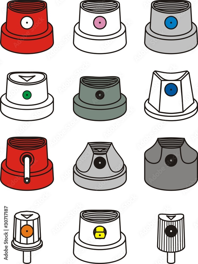 set of graffiti spray can nozzle caps Stock Vector Adobe Stock