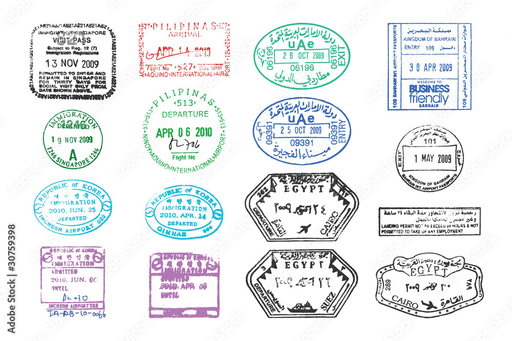 various passport stamps Stock Vector | Adobe Stock