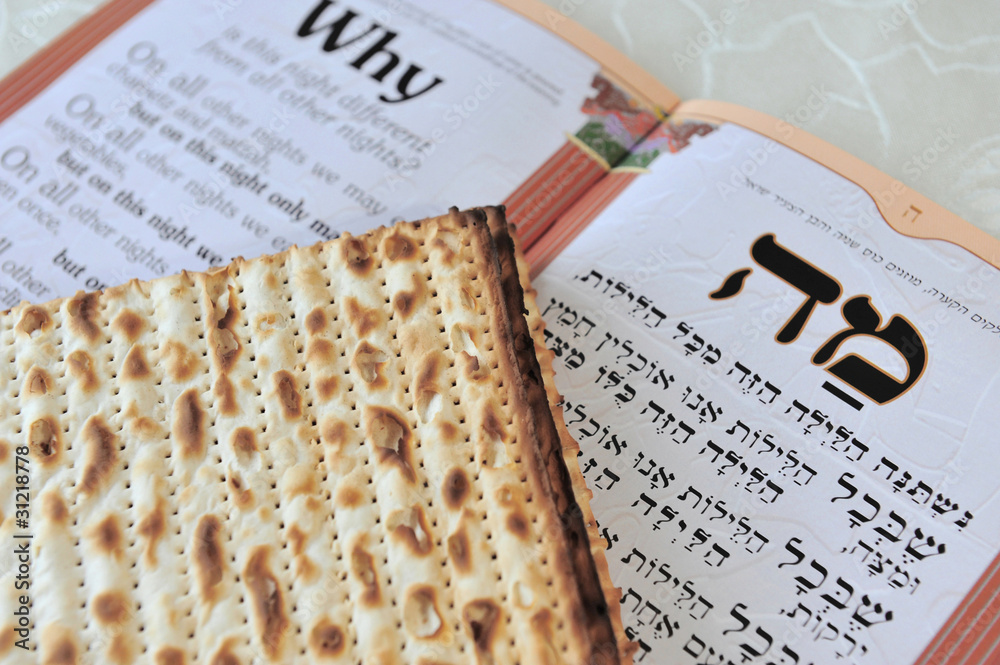 Traditional Jewish Matzo Sheets on a Passover Seder Table. Stock Photo ...