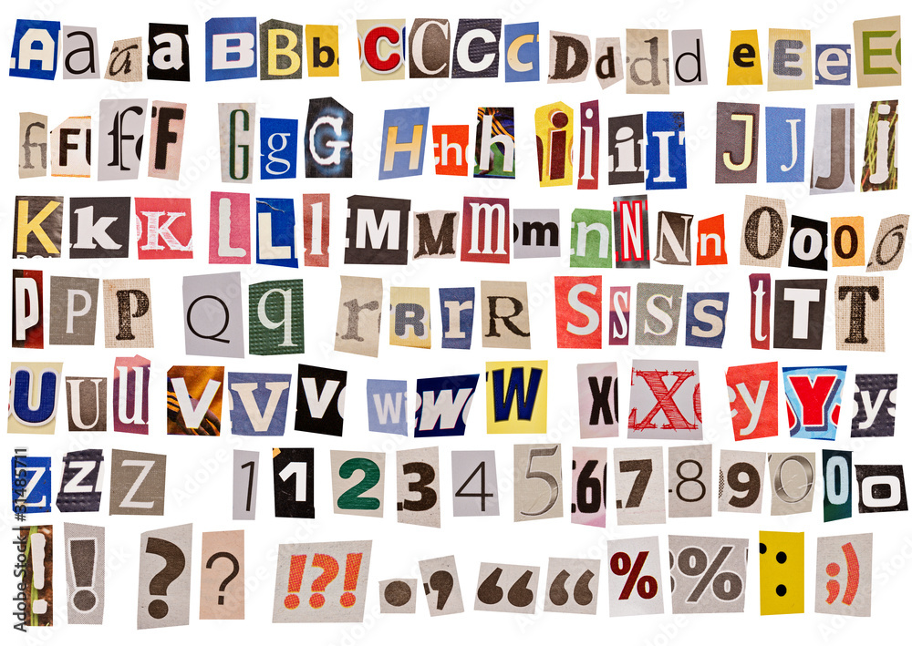 newspaper alphabet isolated Stock Photo | Adobe Stock
