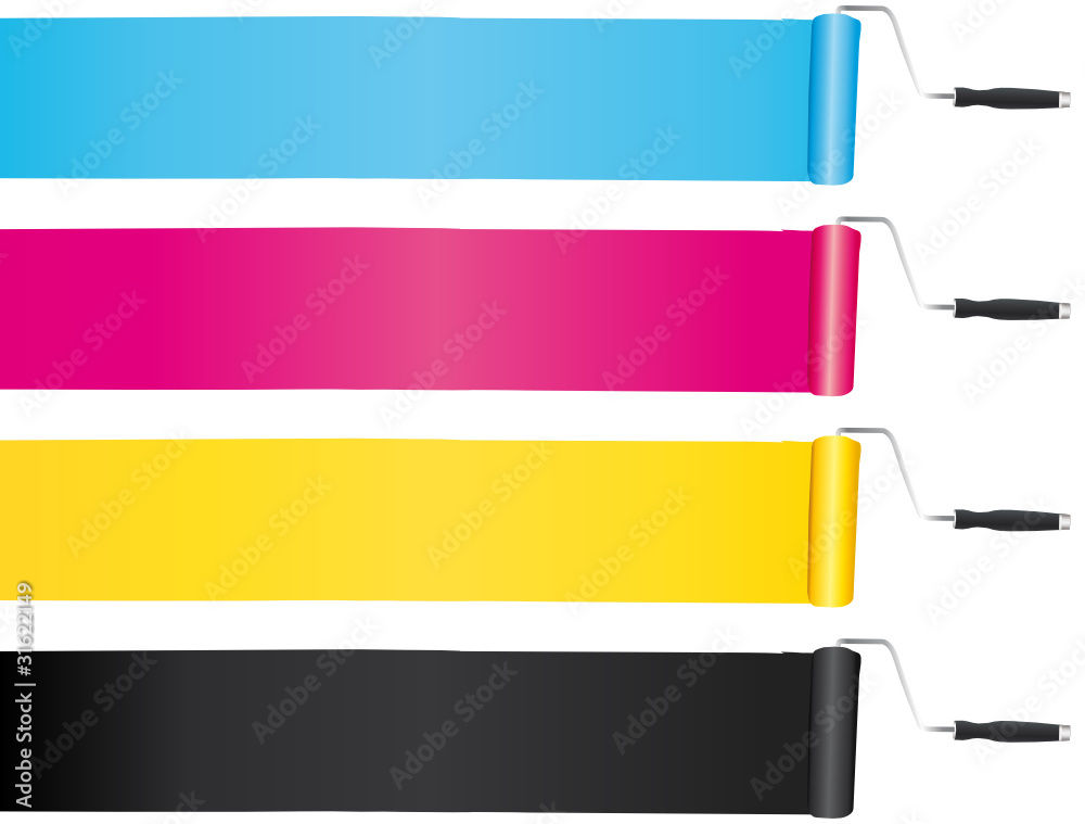 CMYK CMJN scroll paint banners Stock Vector | Adobe Stock