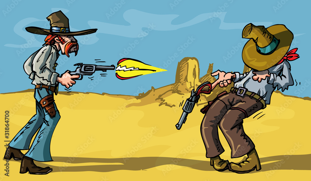 Cartoon cowboy shootout Stock Vector | Adobe Stock
