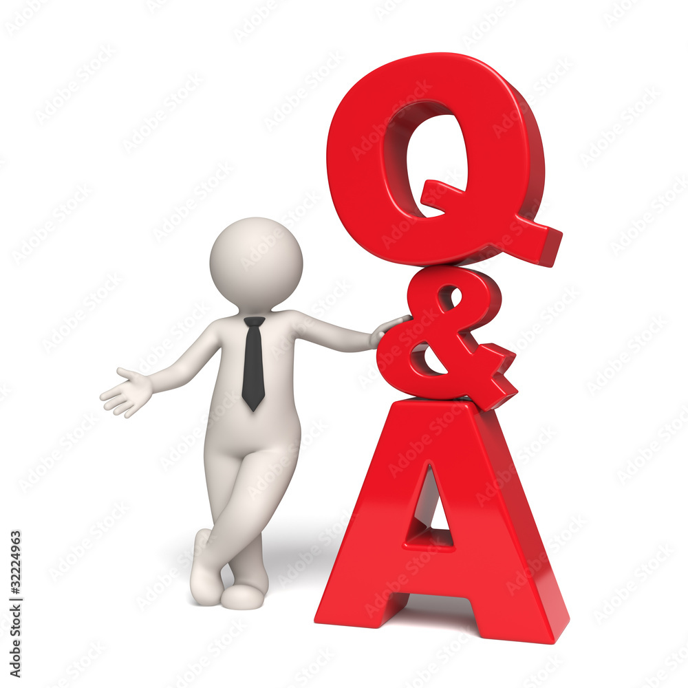 ภาพประกอบ Stock Q&A Icon - Questions and answers - 3d man | Adobe Stock