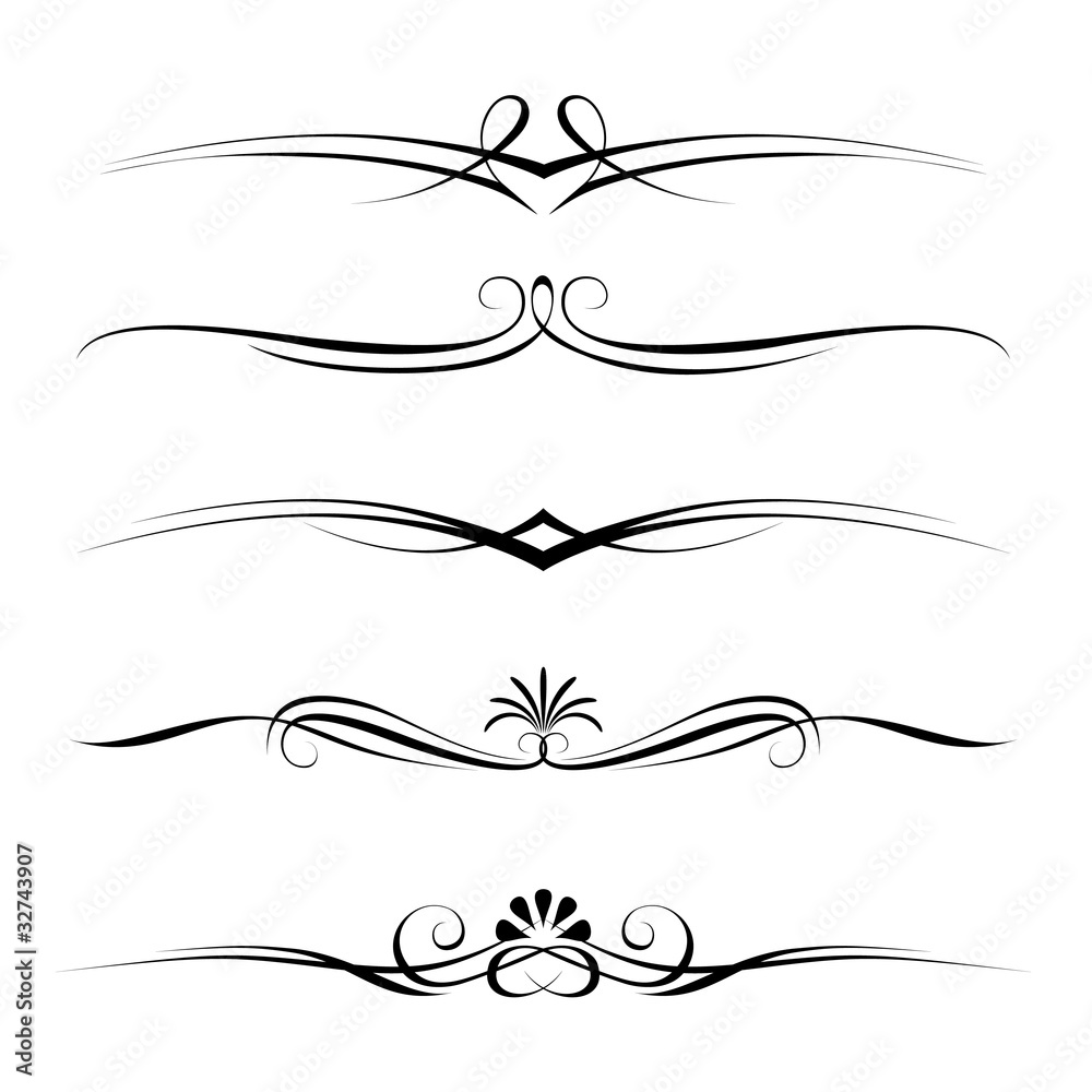 Vector set of decorative elements, border and page rules frame Stock ...