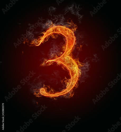 Burning fire number "3" Stock Illustration | Adobe Stock