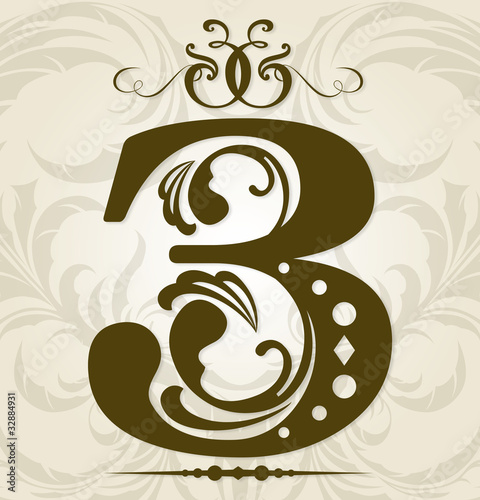 Decorative Number 3 Stock Vector | Adobe Stock