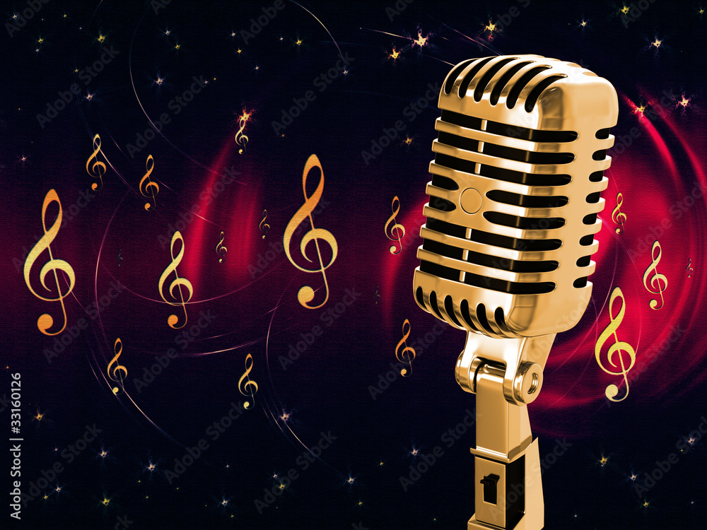 Microphone on abstract musical background Stock Illustration | Adobe Stock
