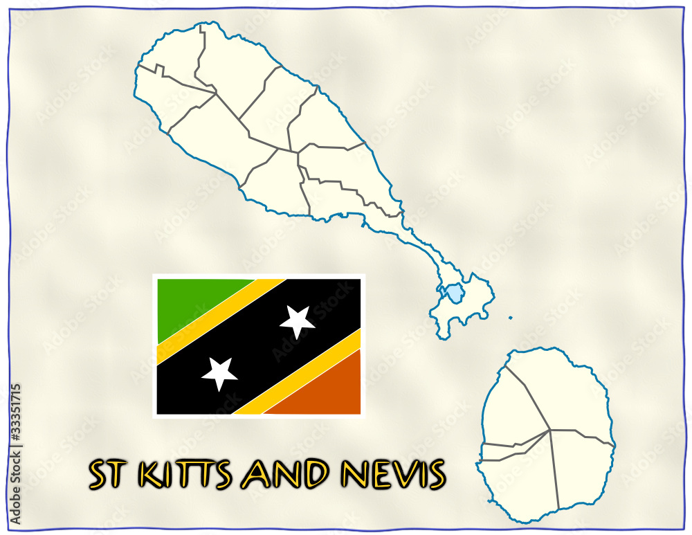 St Kitts and Nevis political division national emblem flag map Stock ...