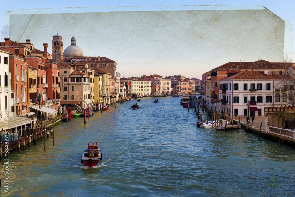 Canal Grande di Venezia su texture retro Stock Photo | Adobe Stock