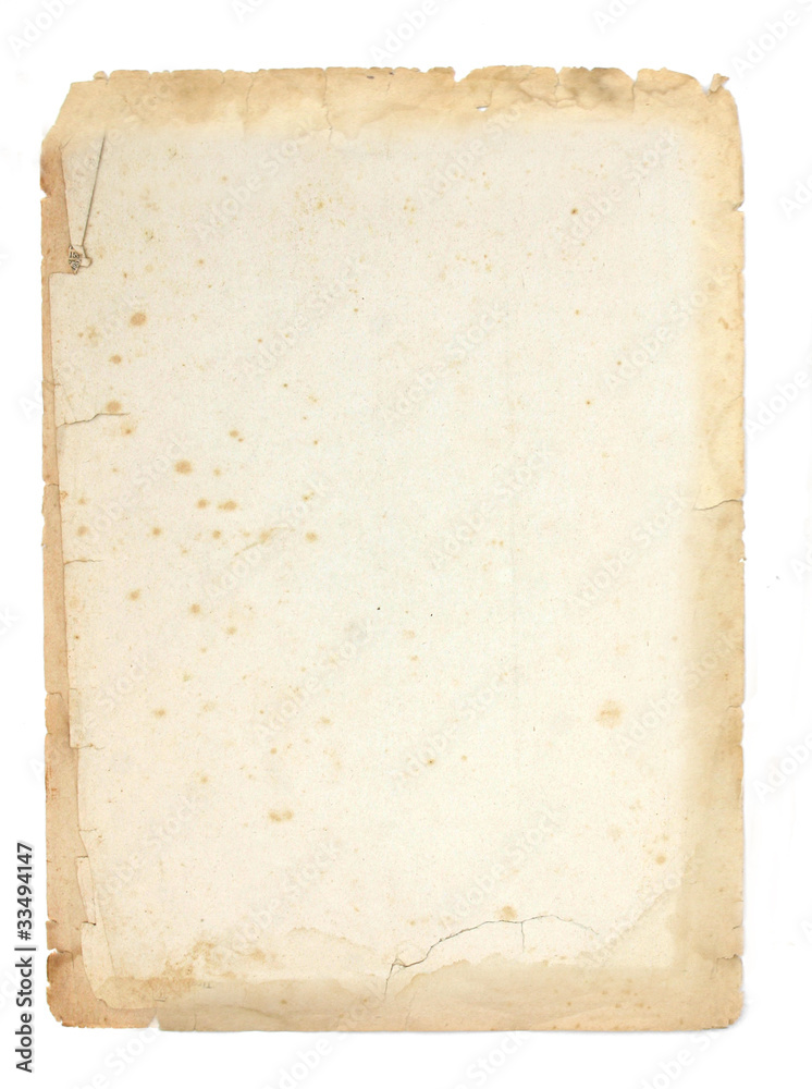 vergilbtes altes pergament; vintage paper isolated on white Stock Photo ...