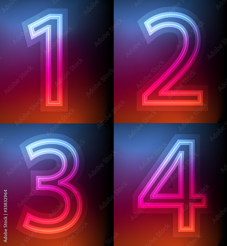Numbers made from neon signs Stock Vector | Adobe Stock