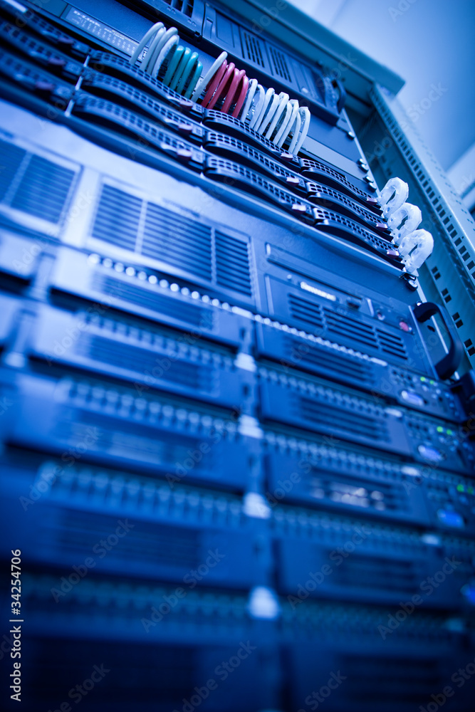 Server rack cluster in a data center Stock Photo | Adobe Stock