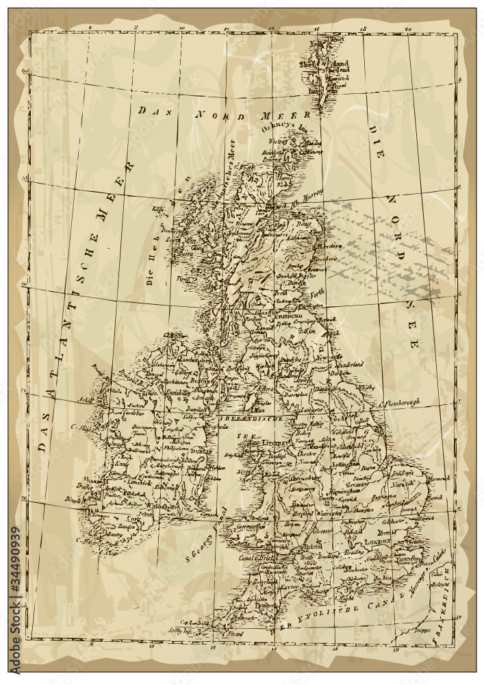 Old British Map Stock Vector | Adobe Stock