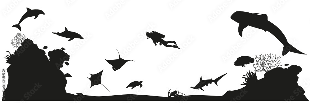 Unterwasserwelt Silhouette Landschaft - Stock - GamesAgeddon