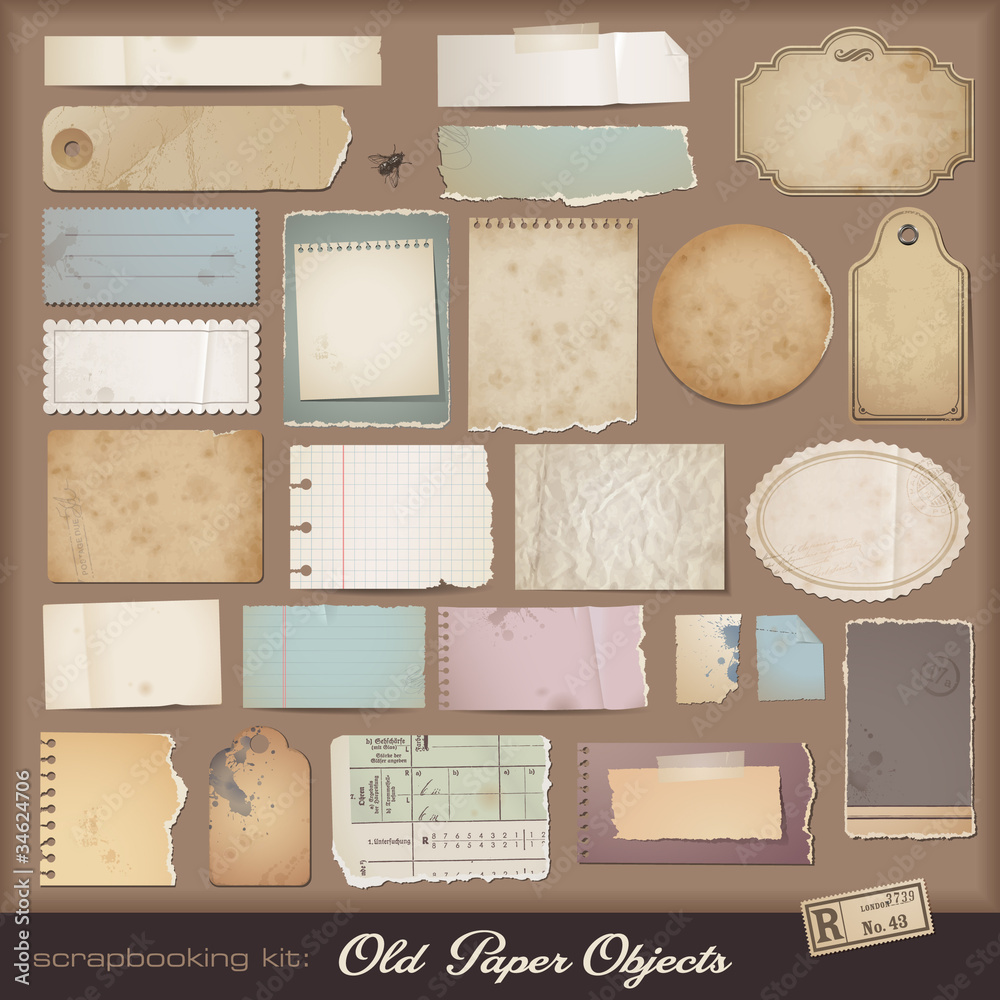 digital scrapbooking kit: aged paper Stock Vector | Adobe Stock