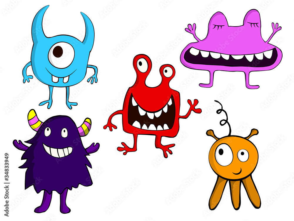 Little monsters icons Stock Illustration | Adobe Stock