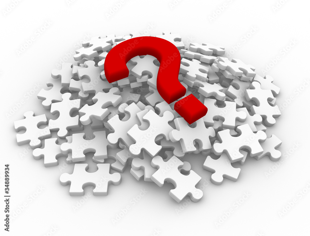 Puzzle pieces and question mark Stock Illustration | Adobe Stock