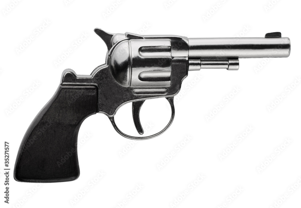 Side view of revolver isolated on white Stock Photo | Adobe Stock