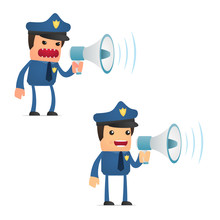 Police Officer & Megaphone Free Stock Photo - Public Domain Pictures