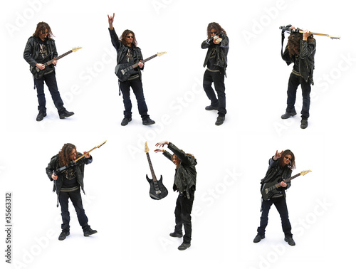 Photo Stock Heavy metal guitar player, poses | Adobe Stock