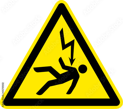 Vecteur Stock Warnschild Warnzeichen Stromschlaggefahr Stromunfall ...