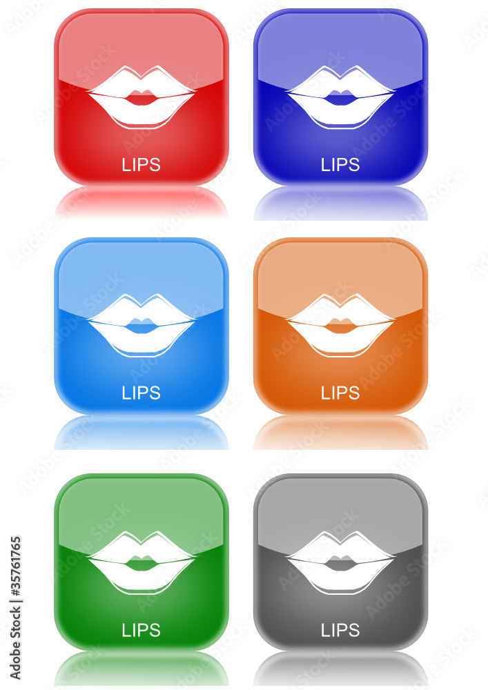 Lips "6 buttons of different colors" Stock Vector | Adobe Stock