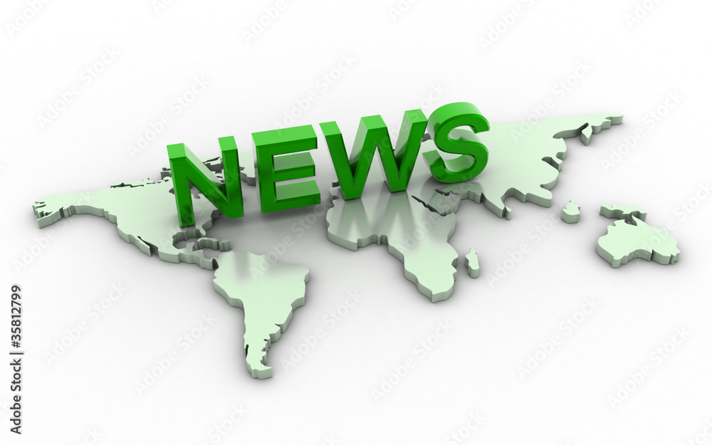 NEWS logo and extrude world map isolated on white background Stock ...