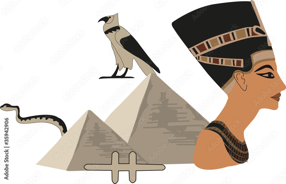 Nefertiti and the Pyramids Stock Vector | Adobe Stock