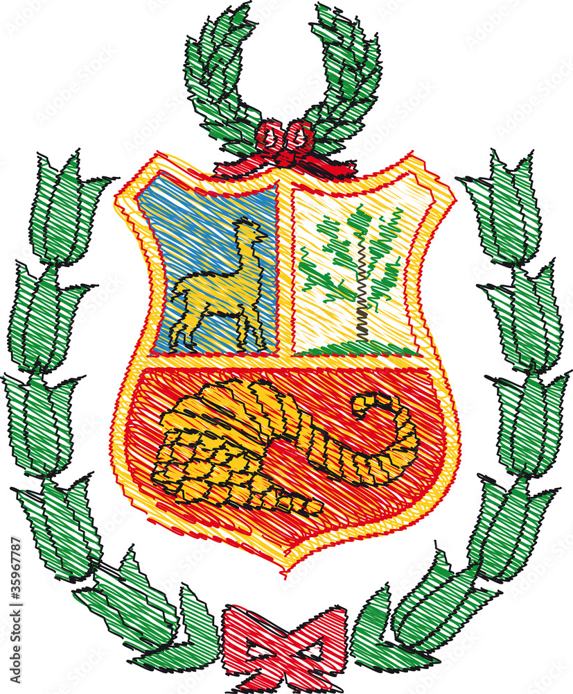 peruvian coat of arms, vector illustration Stock Vector | Adobe Stock