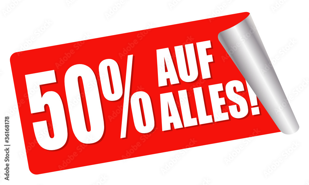 Stock-Vektorgrafik „50 Prozent Rabatt auf ALLES“ | Adobe Stock